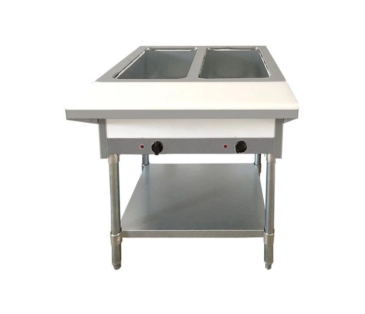 Zanduco 2 Pan Open Well Propane Steam Table with Undershelf - 7000 BTU ...
