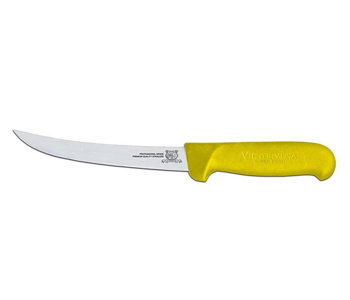 Omcan 6" Curved Blade Boning Knife with Yellow Super Fiber Handle ...