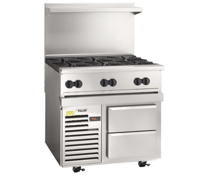 Vulcan 36R-6B Endurance Series 36" 6 Burner Range with Refrigerated ...