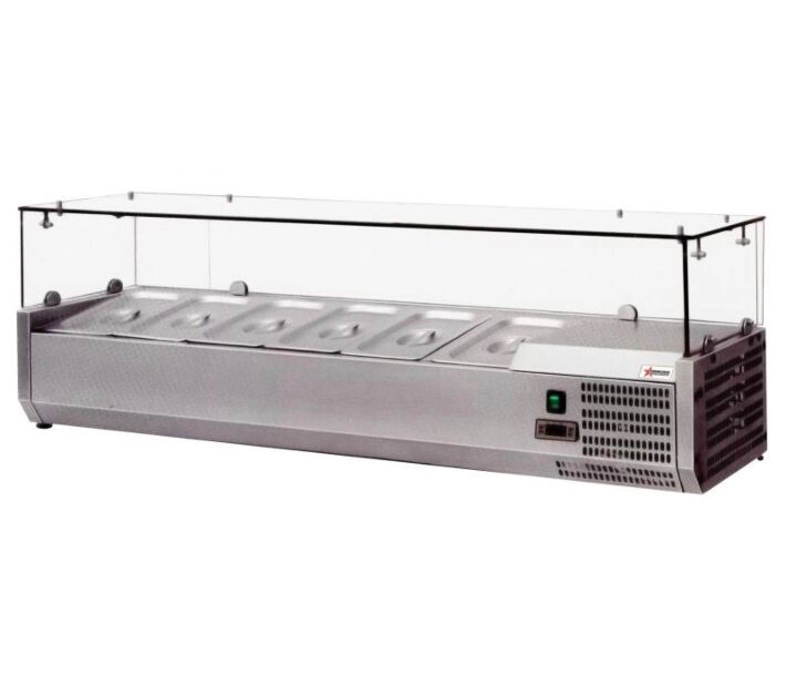 Omcan Scratch and Dent 59" Refrigerated Topping Rail with Sneeze Guard ...