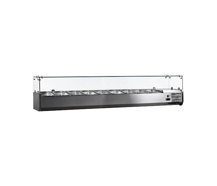 Zanduco 79" Refrigerated Topping Rail with Sneeze Guard and 9 x GN1/3 ...