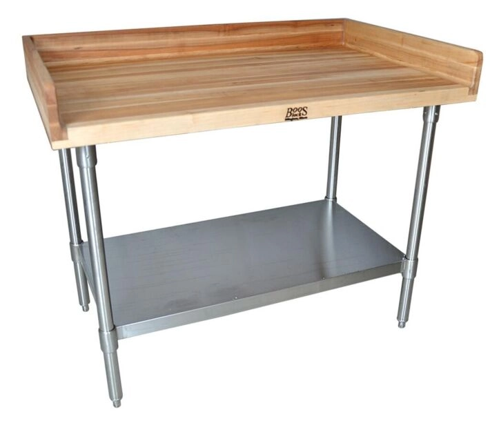 BK Resources MBTG-9630 96" x 30" Hard Maple Bakers Top Table with ...