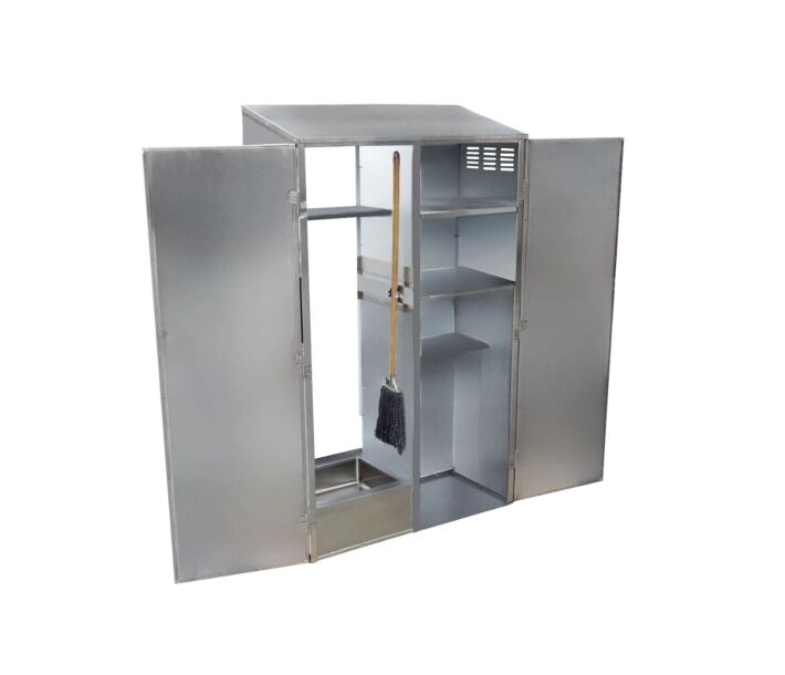 Zanduco 2-Door Janitor Cabinet with Left Mop Sink, Service Faucet, and ...