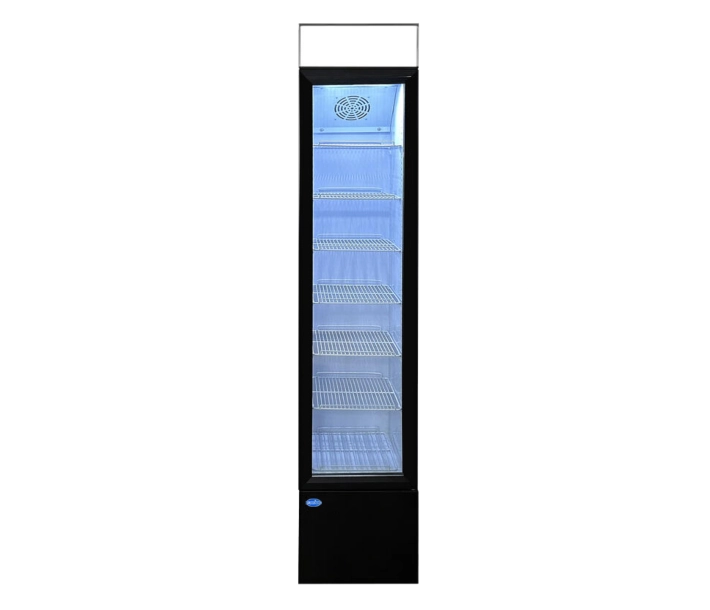 Zanduco 14" Slim Glass Door Display Black Refrigerator with Lightbox ...
