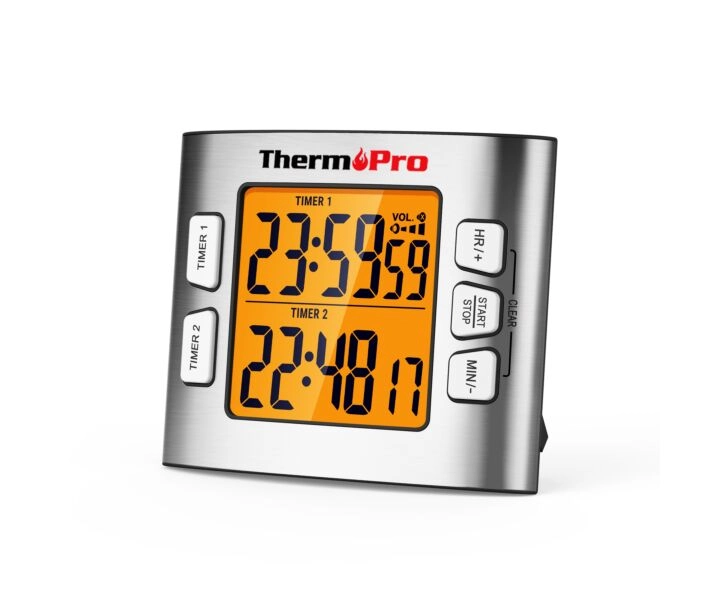 ThermoPro TM02W Dual Kitchen Timer with Volume Control, Backlight ...