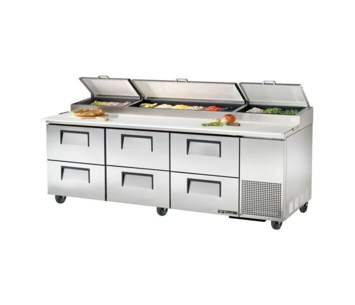 True TPP-AT2-93D-6-HC 93" Six Drawer Refrigerated Pizza Prep Table ...