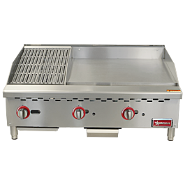 Omcan 36" Countertop Natural Gas Combination Charbroiler and Griddle ...