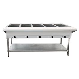 Zanduco 5 Pan Open Well Propane Steam Table with Undershelf - 17500 BTU ...