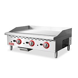 Omcan 36" Countertop Gas Griddle with Thermostat Control - 3 Burners ...