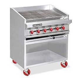 American Range ADJF-72 72" Adjustable Top Radiant Broilers Floor Model with Open Cabinet Base ...