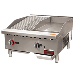 Omcan 24" Countertop Natural Gas Combination Charbroiler and Griddle ...