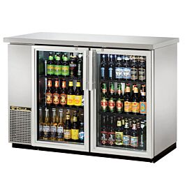 True TBB-24-48G-S-HC-LD 49" Stainless Steel Glas 2-Door Back Bar ...