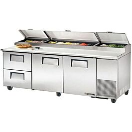 True TPP-93D-2 93" Refrigerated Pizza Prep Table with Two Doors and Two ...
